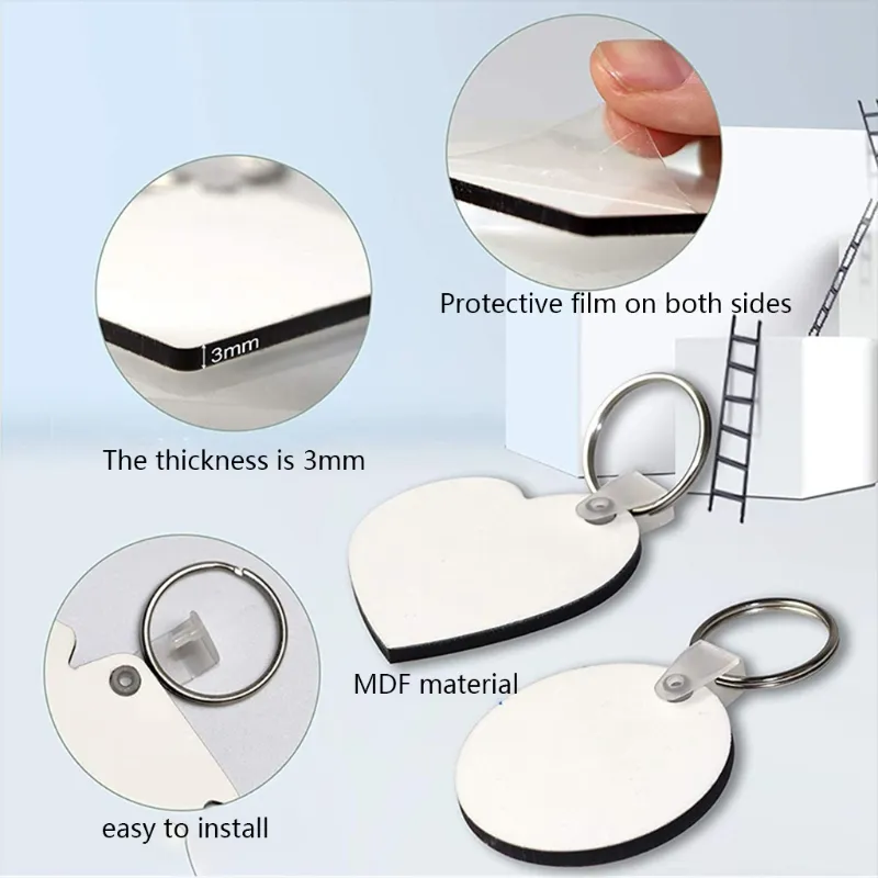 Double Sided Wooden Sublimation Keychains With Heat Transfer For ...