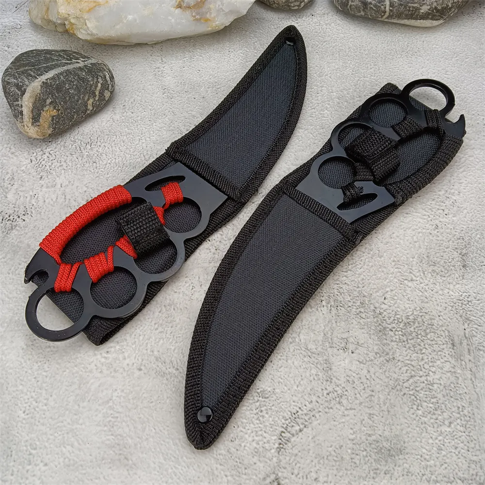 EDC Knuckle Fixed Blade Knife Full Tang Stainless Steel Defensive ...