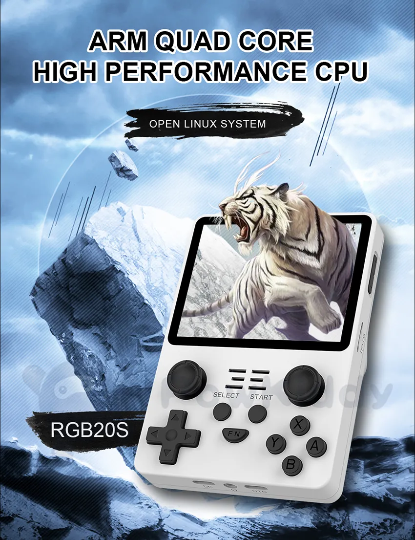 Powkiddy RGB20S Retro Game Console, Open Source System, 3.5-Inch IPS ...