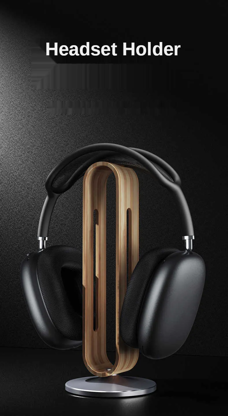 Headphone Wall Mount Bamboo Wood & Aluminum Headphone Stand Gaming ...