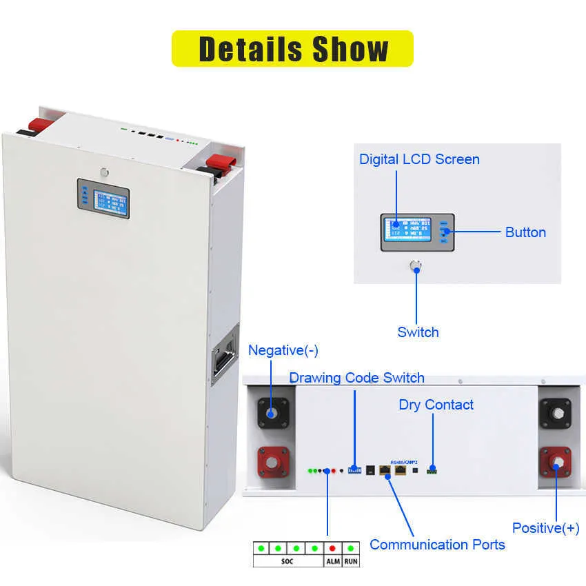 48V Powerwall LiFePO4 200Ah 100Ah 51.2V 10KWh Wall... From ...