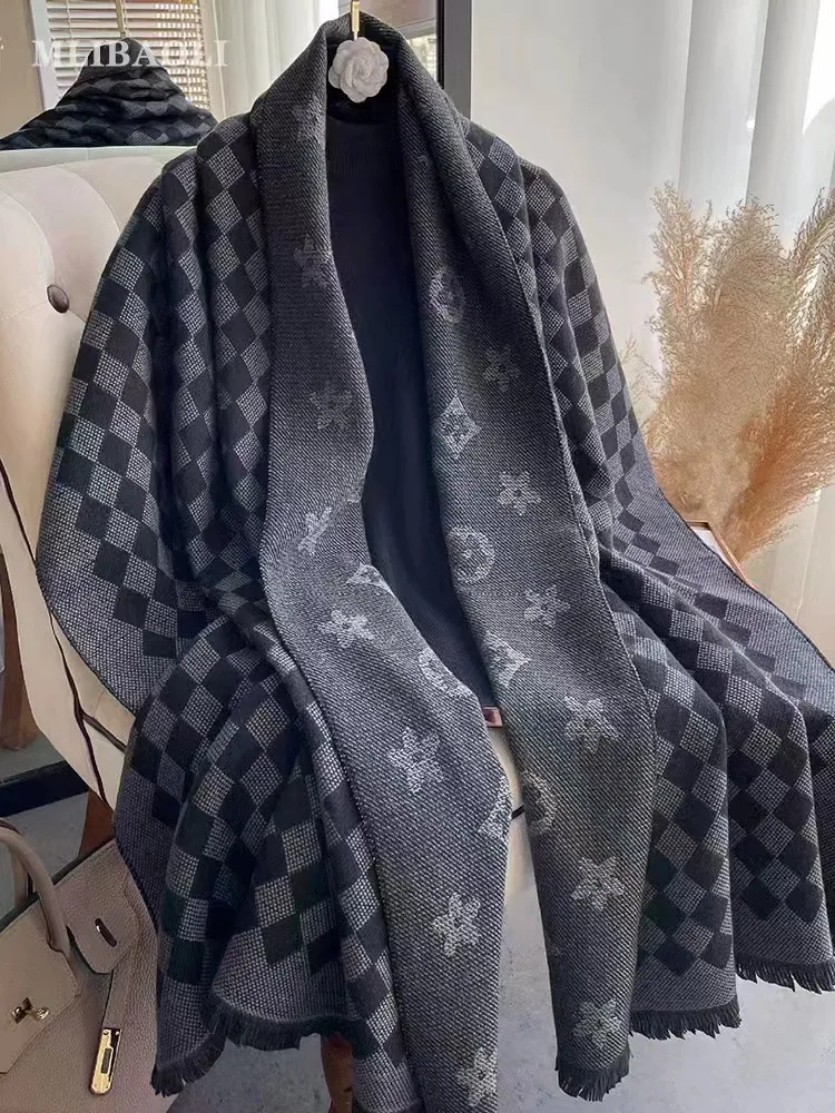 Designer Cashmere Scarf: Women's Pashmina Shawl Warm Knitted Neck Scarf ...