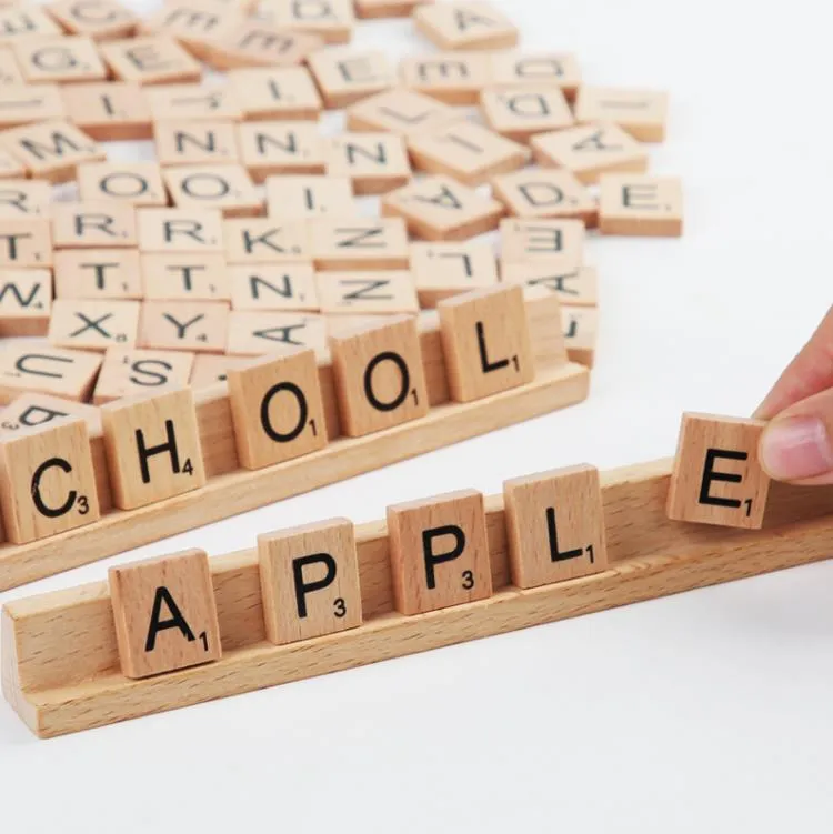 Alphabet Puzzle Letter Tiles 100pcs Wooden Alphabet Scrabble Tiles