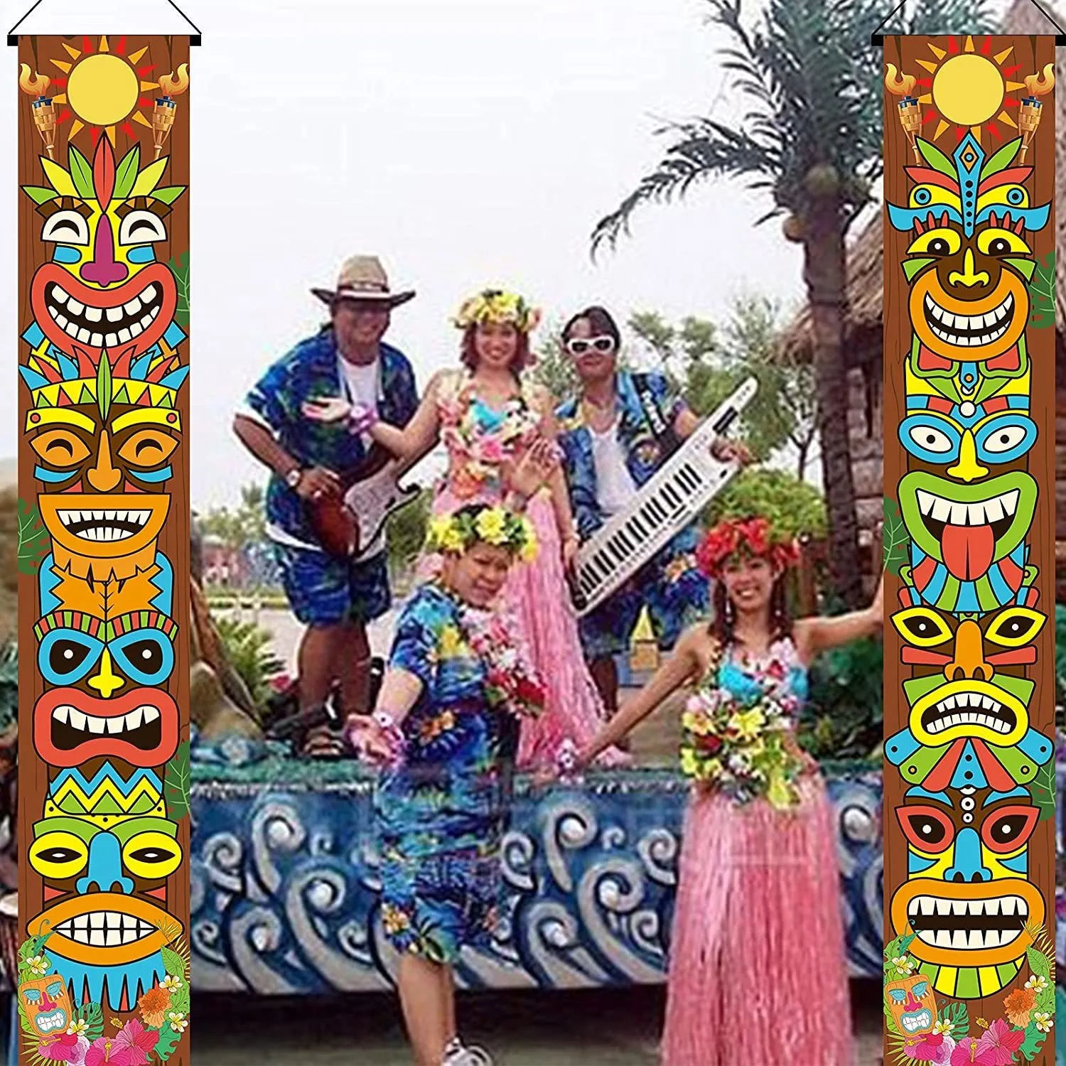 Hawaiian Luau banner welcome - Tiki Totem Door Sign, Aloha Hawaii ...