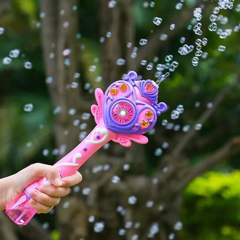 Electric Magic Wand Bubble Gun Toy With Light And Music Perfect Outdoor ...