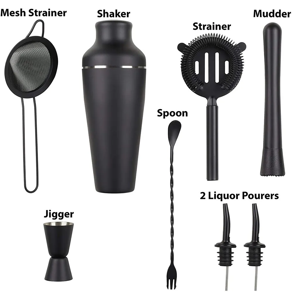 Bartender Shaker Kit Matte Black Cocktail Shaker Set, Barware Tools ...