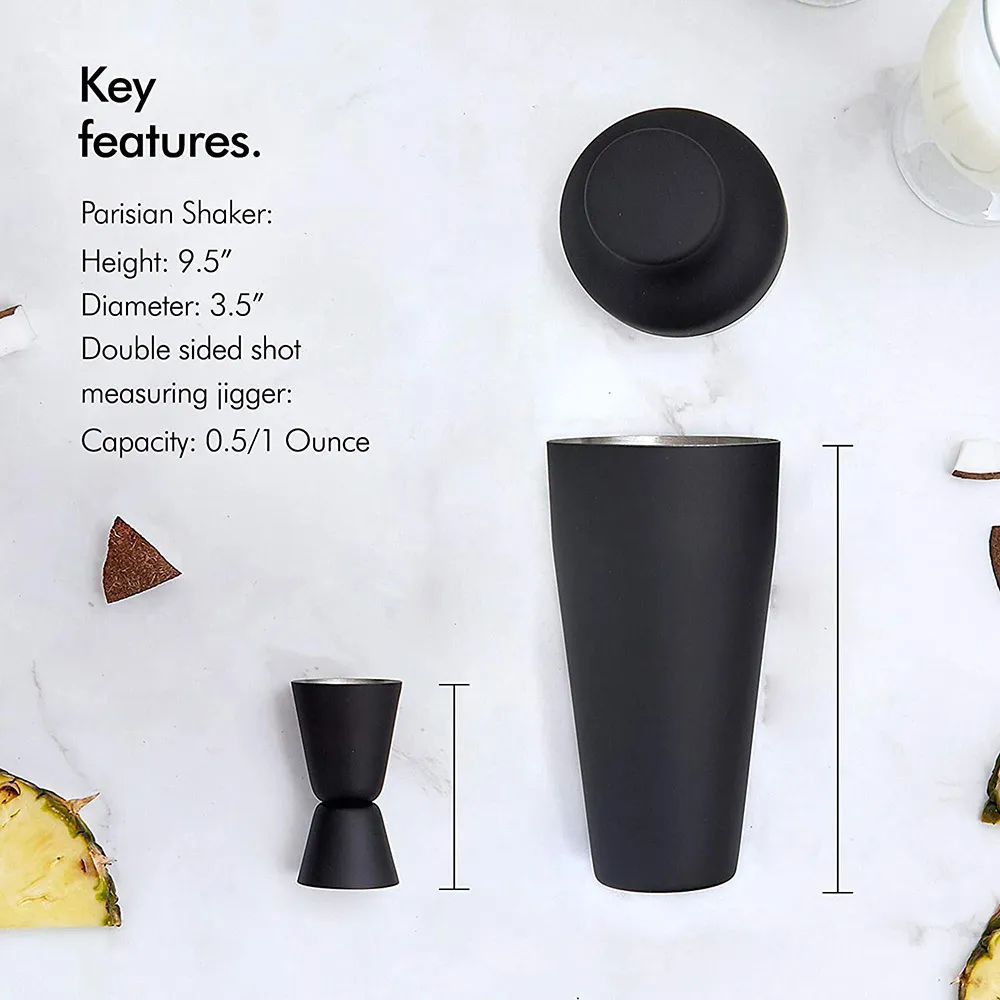 Bartender Shaker Kit Matte Black Cocktail Shaker Set, Barware Tools ...