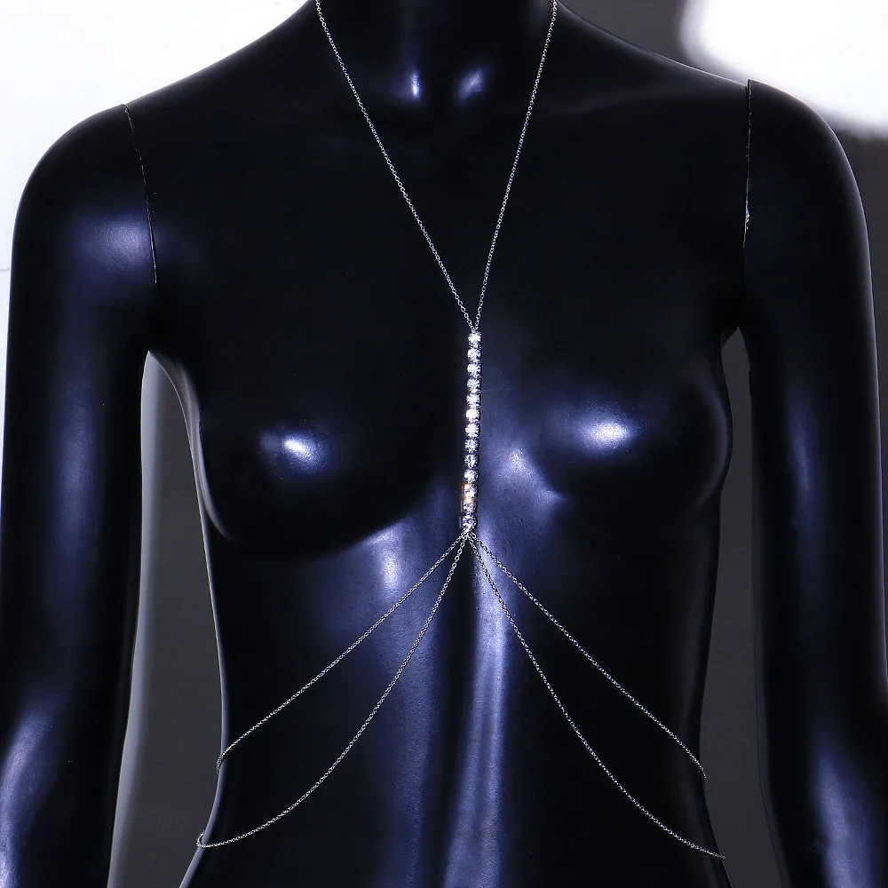 Kpop Body Chain Jewelry Set - Simple Chest Bra, Waist Belly Necklace ...