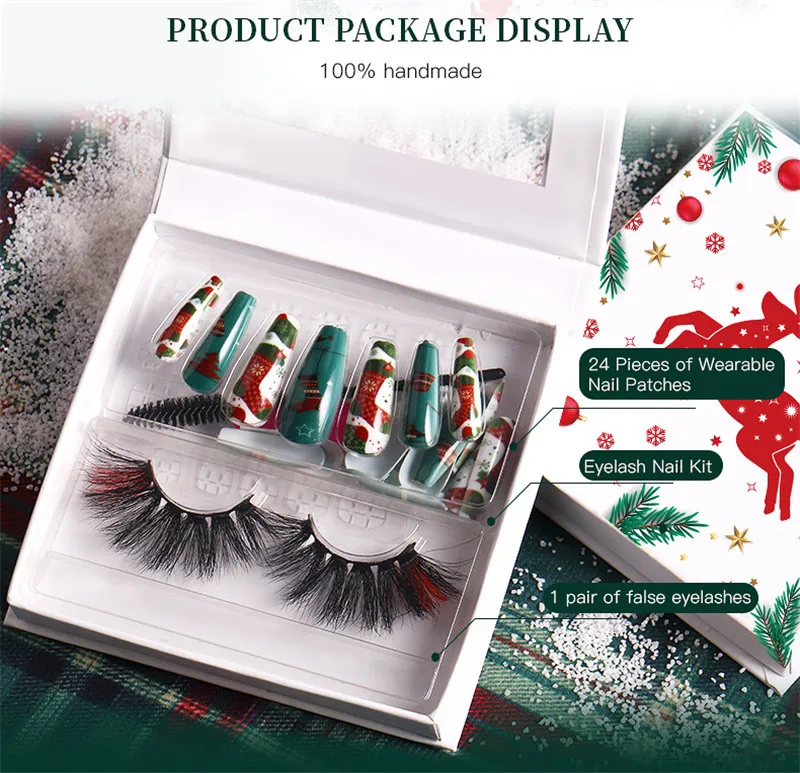 Mink Fake Eyelashes, Christmas Makeup Gift Sets: Red Elk Snowflake ...