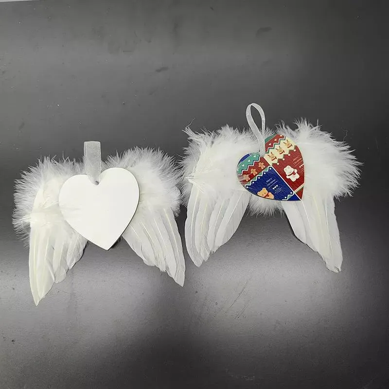 Christmas White Angel Wings Ornament Hanging Feather Hanging Decor With ...