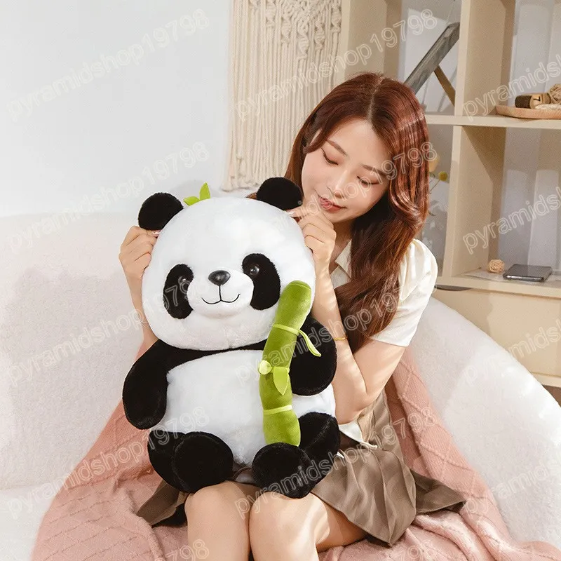 Cute Sitting Panda Plush Toy 25 50CM Bamboo Panda Stuffed Toy With Soft ...