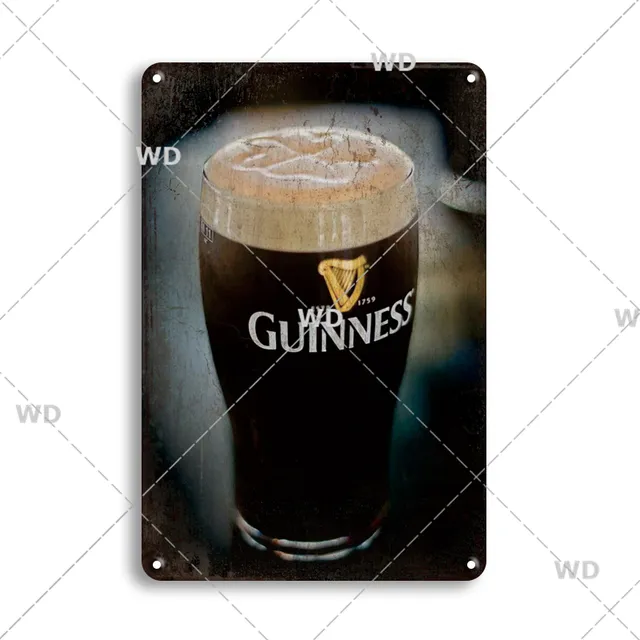 Vintage Guinness Metal Sign - Retro British Beer Poster, Bar Pub Decor ...