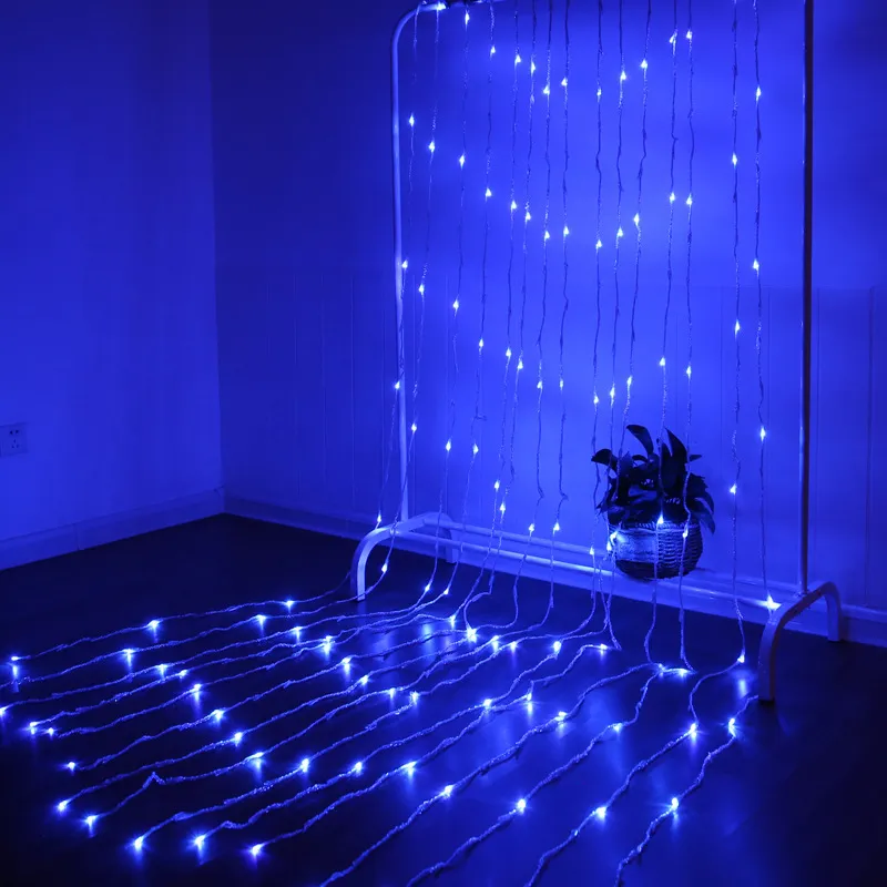 LED Waterfall Curtain Lights - Flowing Meteor Shower Rain String Lights ...