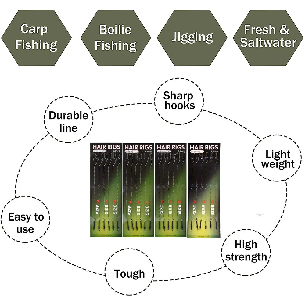 DHgate.com:24/48Pcs Ready Made Carp Rigs with Barbed Hook Link, Braided ...