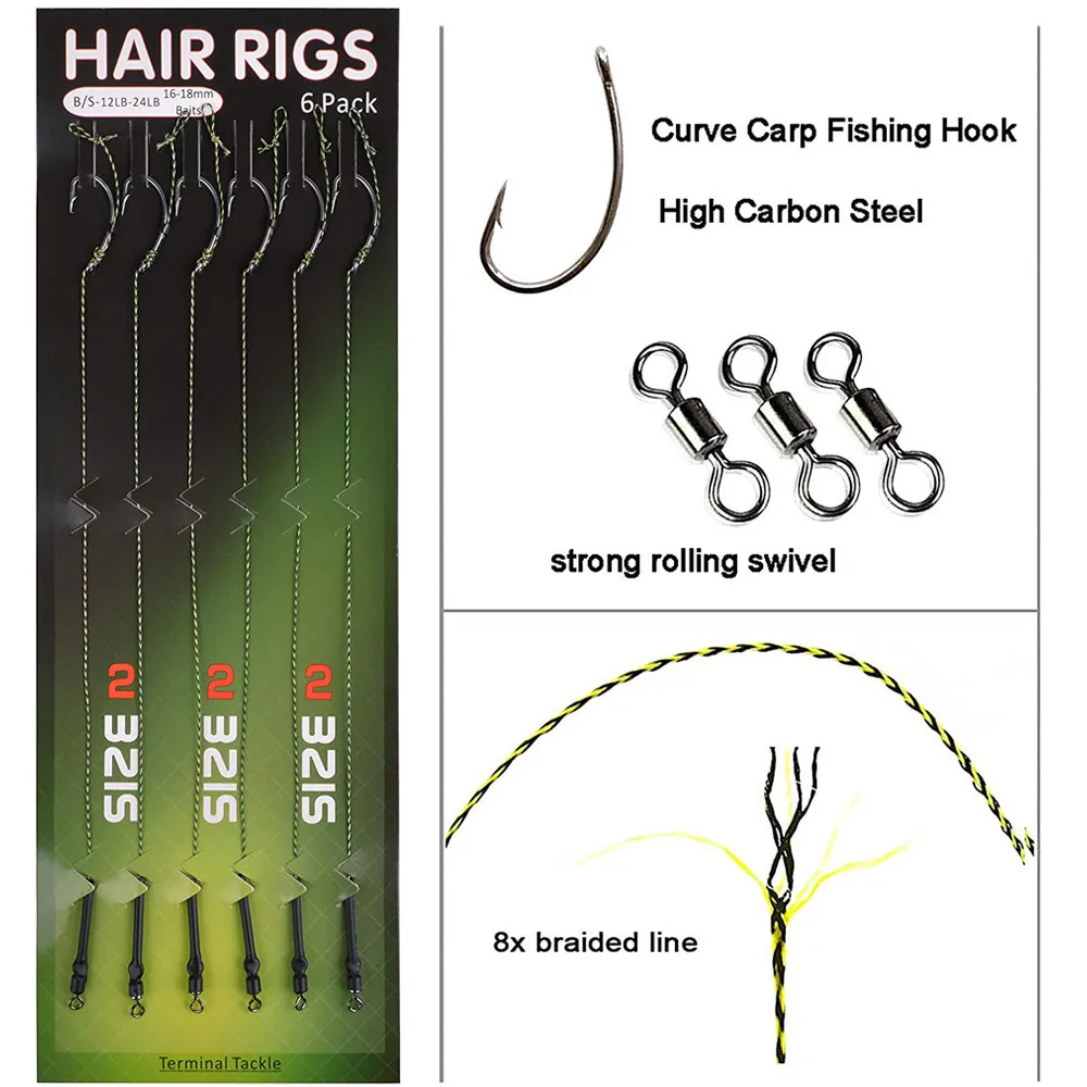 DHgate.com:24/48Pcs Ready Made Carp Rigs with Barbed Hook Link, Braided ...