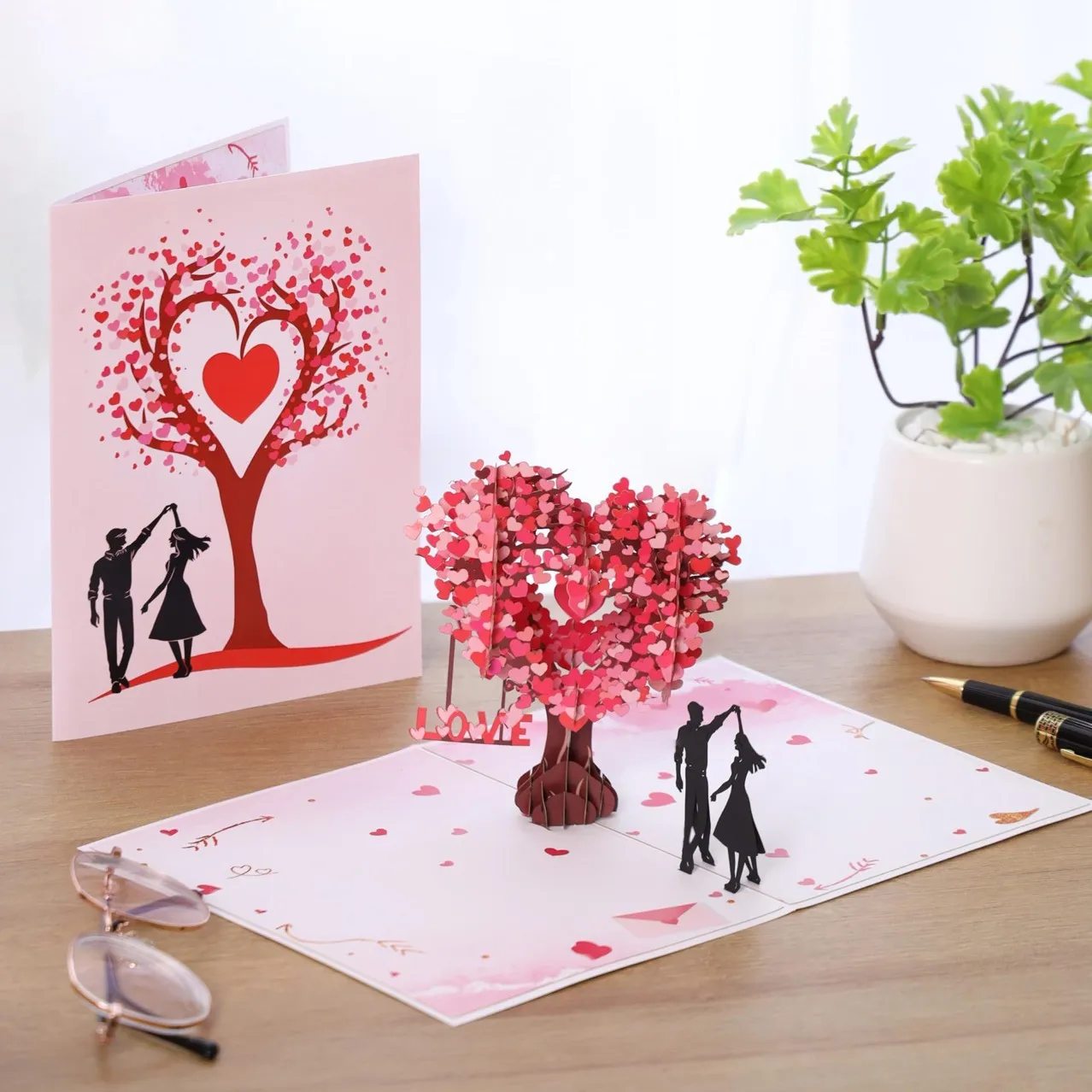 Valentine's Day & Wedding Wedding Day Greeting Card With Heart Shaped ...