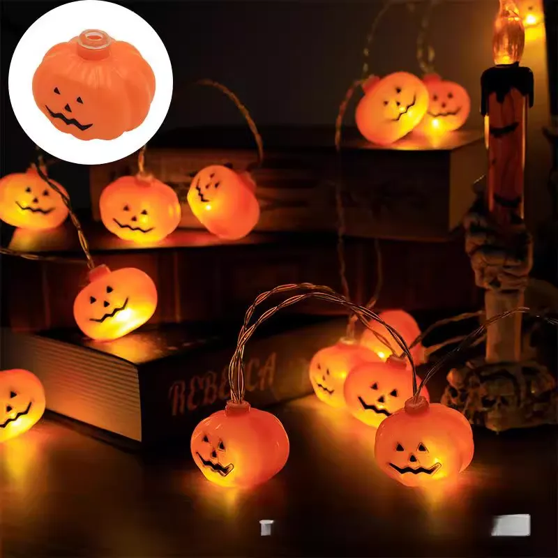 20 LED Pumpkin Halloween Pumpkin String Lights Battery Operated Halloween Decorations For ...