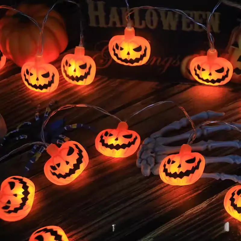 20 LED Pumpkin Halloween Pumpkin String Lights Battery Operated Halloween Decorations For ...