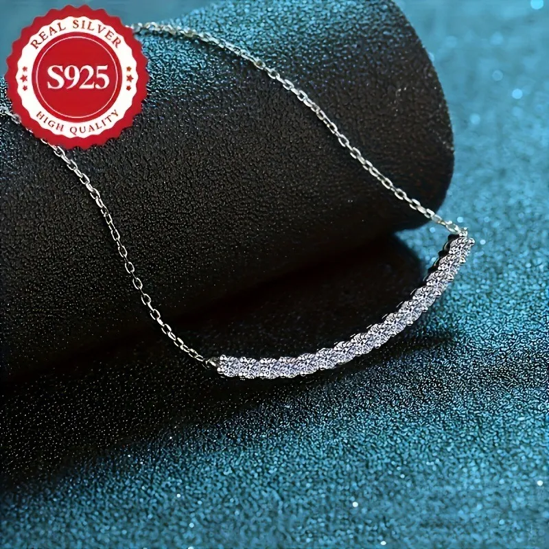 Simple S925 Smile Collarbone Chain 925 Silver Necklace For Women Perfect Gift Jewelry From ...