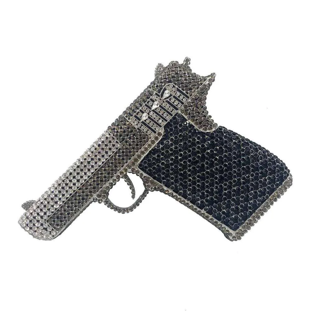 Pistol Gun Shape Rhinestone Drip Bridal Evening Clutch Bag Purse for ...
