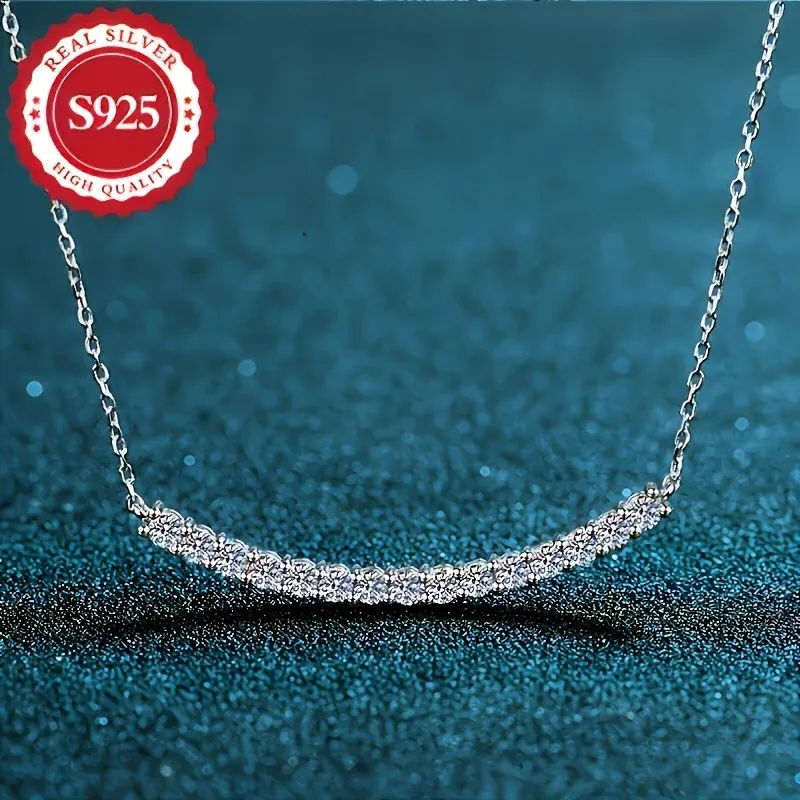 Simple S925 Smile Collarbone Chain 925 Silver Necklace For Women Perfect Gift Jewelry From ...