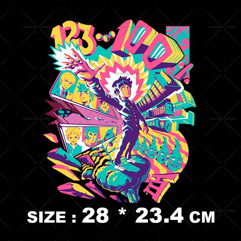 Iron On Mob Psycho Graffiti Vinyl Stickers For DIY Clothing Cool Heat ...