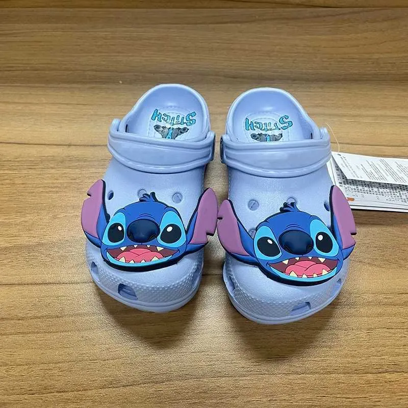 Miniso Cartoon Stitch Crocs Slippers For Women Breathable, Ankle Wrap ...
