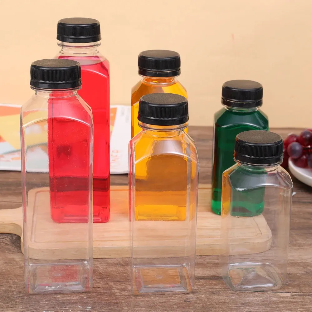 Reusable Empty Juice Bottles with Lids - 250/225ml Clear Plastic ...