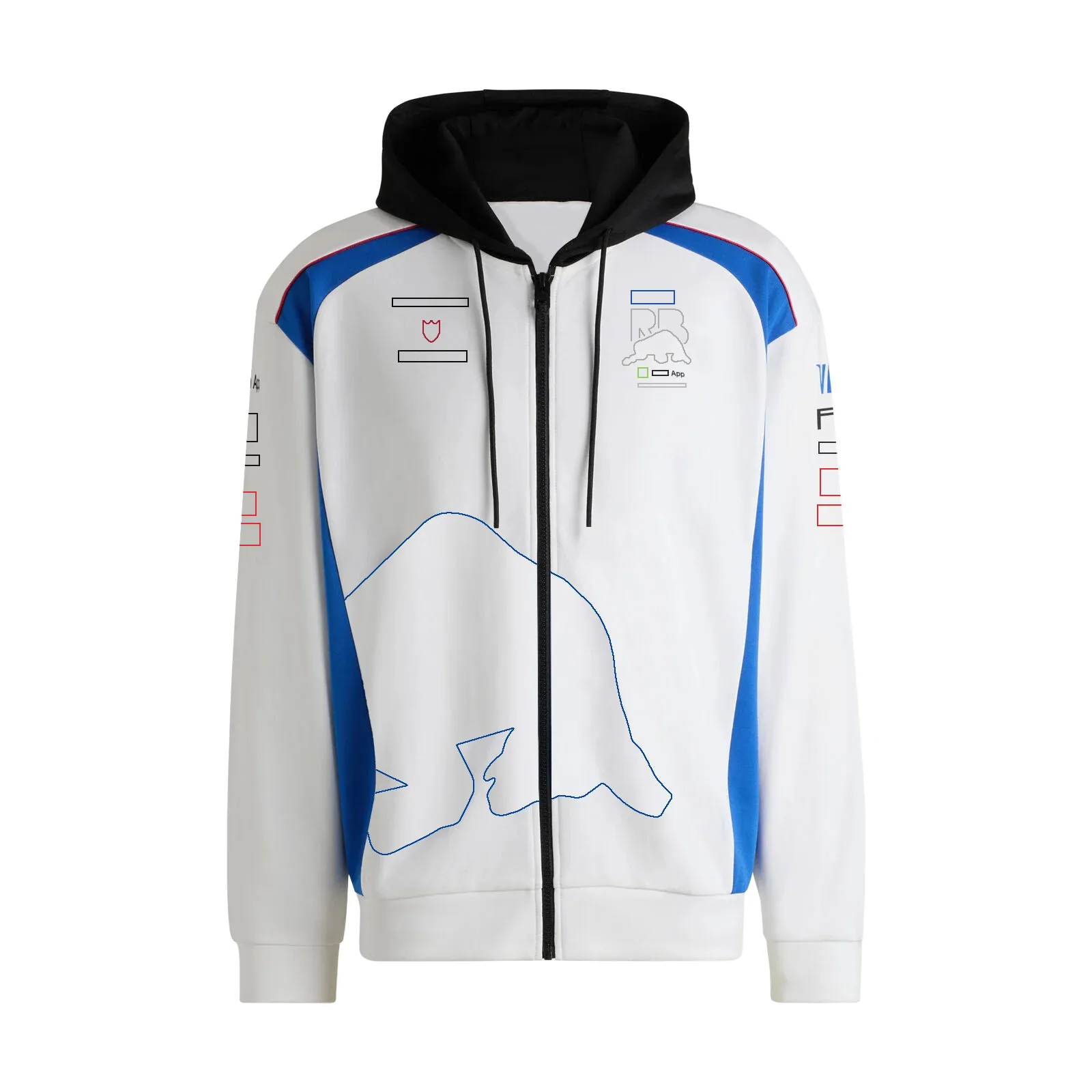 F1 Team Men's Formula 1 Official Racing Hooded Full Zip Sweatshirt Full ...