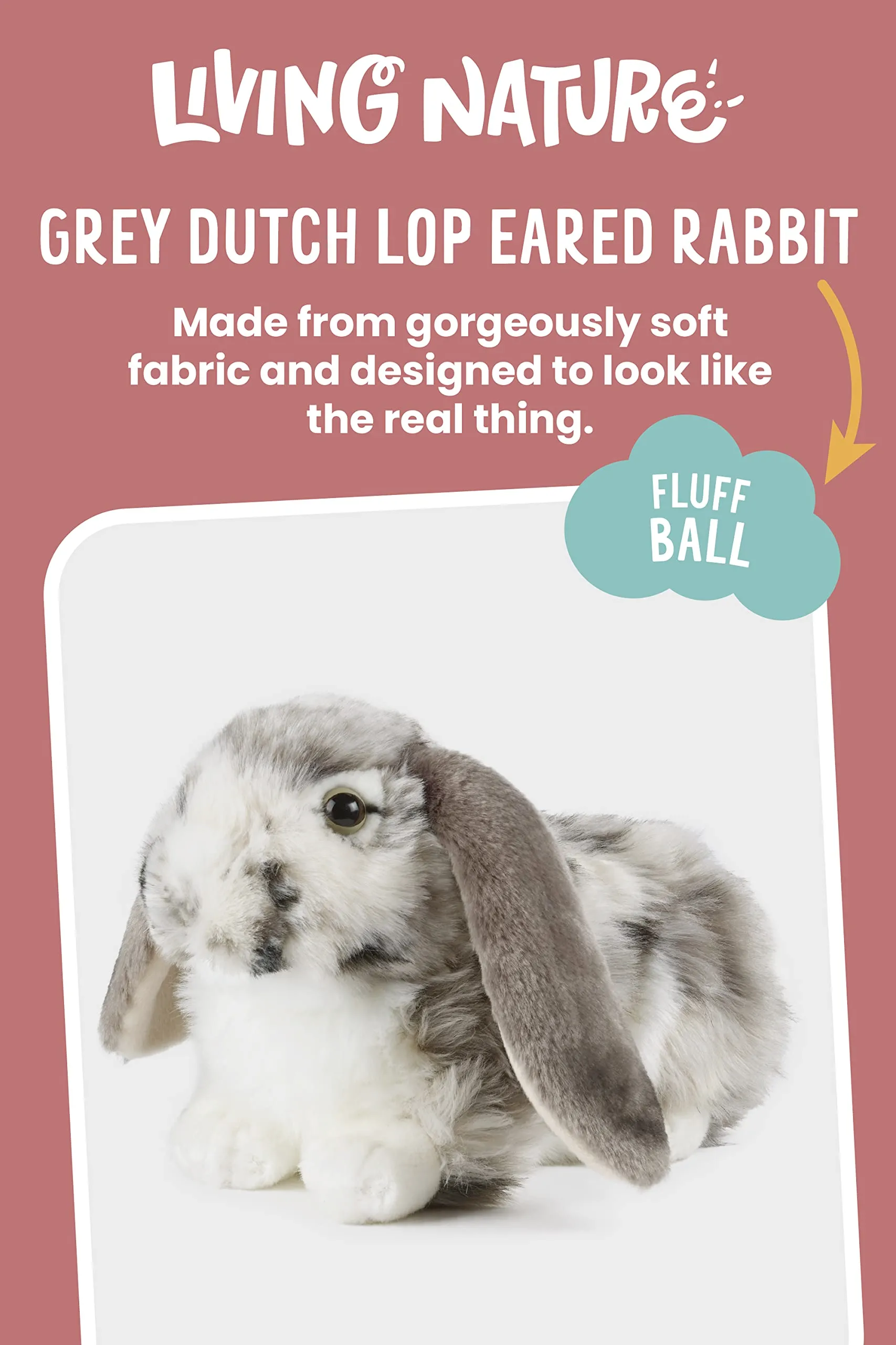 Grey Dutch Lop Eared Rabbit Plush Toy Realistic Stuffed Animal, Soft ...