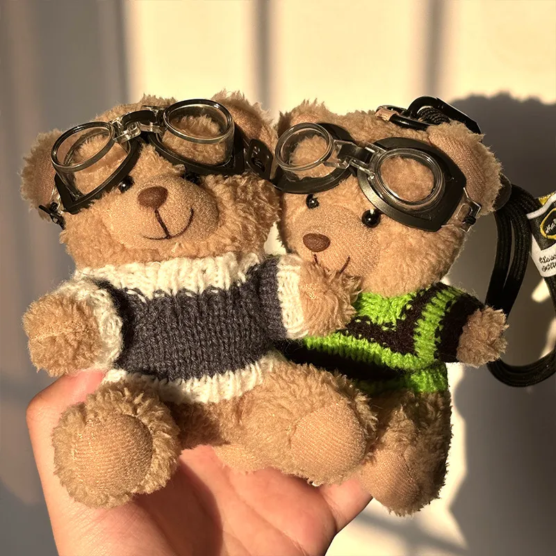 Animal Plush Keychain: Adorable Pilot Bear 3D Keychains For Couples ...