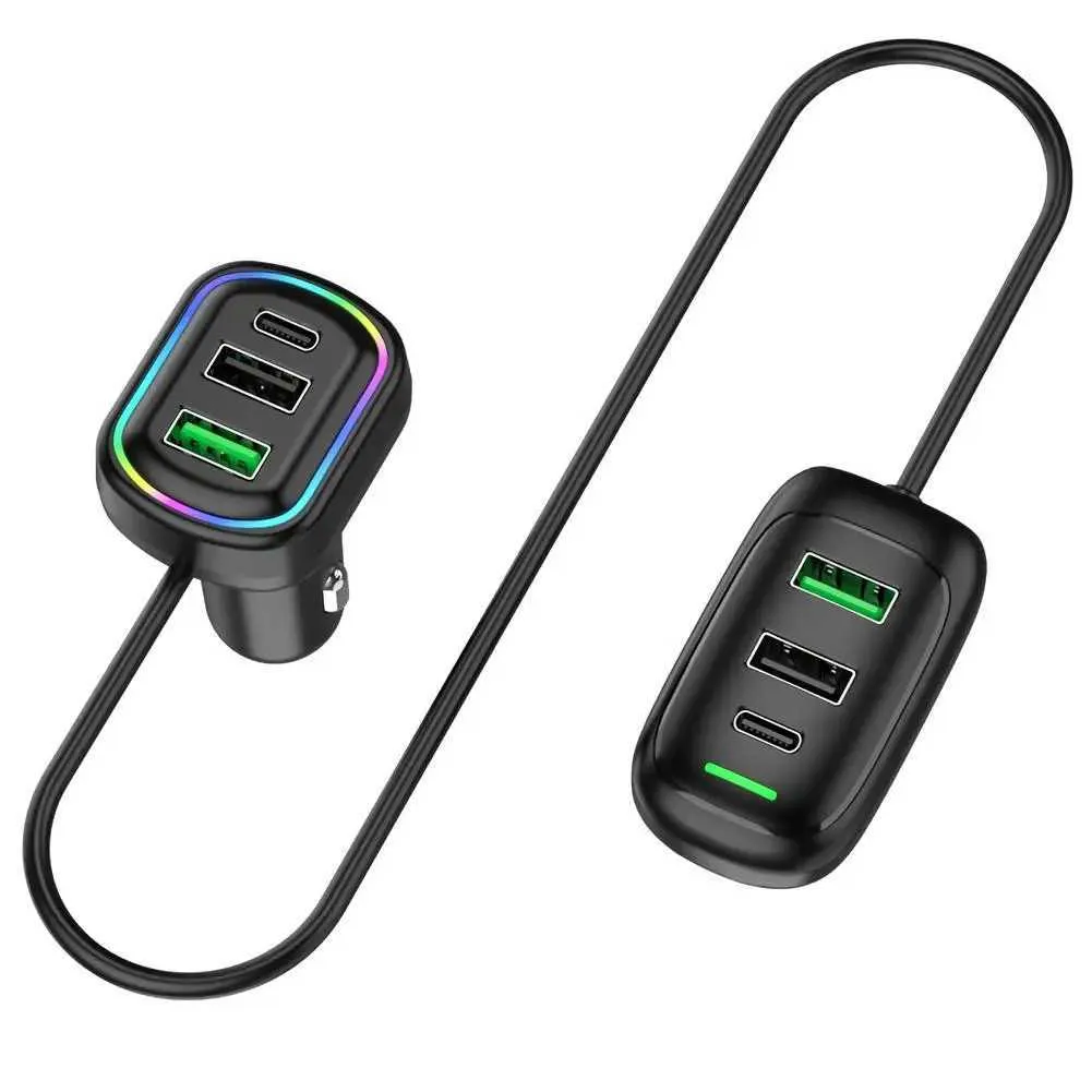 48W USB Type C Cars With Wireless Charging With RGB Light And 6 Ports ...