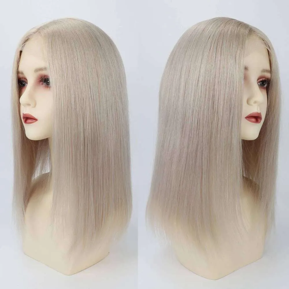 Human Wig Silicone Base Real Virgin European Hair Straight Platinum ...