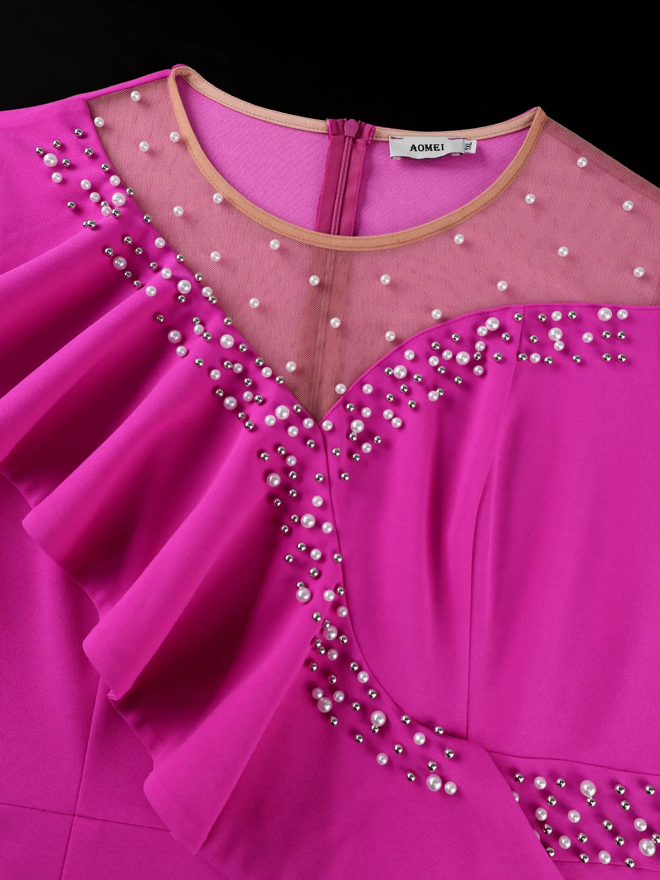 Elegant Rose Daily Out Going Wear Mermaid Plus Size Beading Ruffle ...