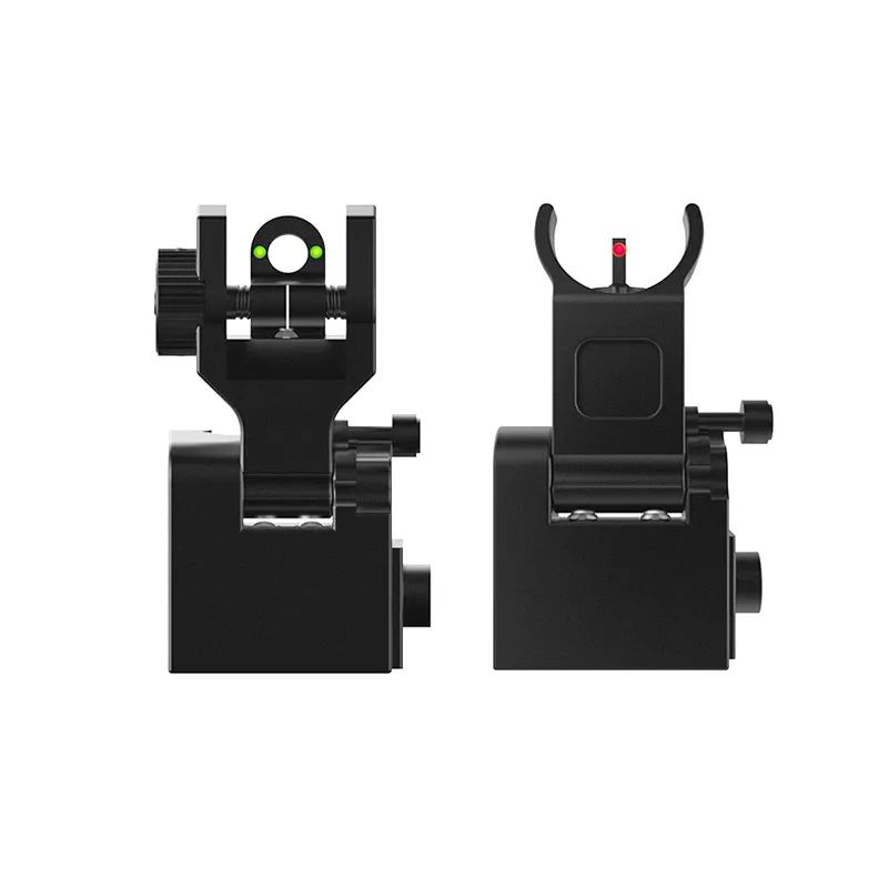 Tactical Fiber Optic Flip Up Sights Hunting Airsoft Front And Rear ...