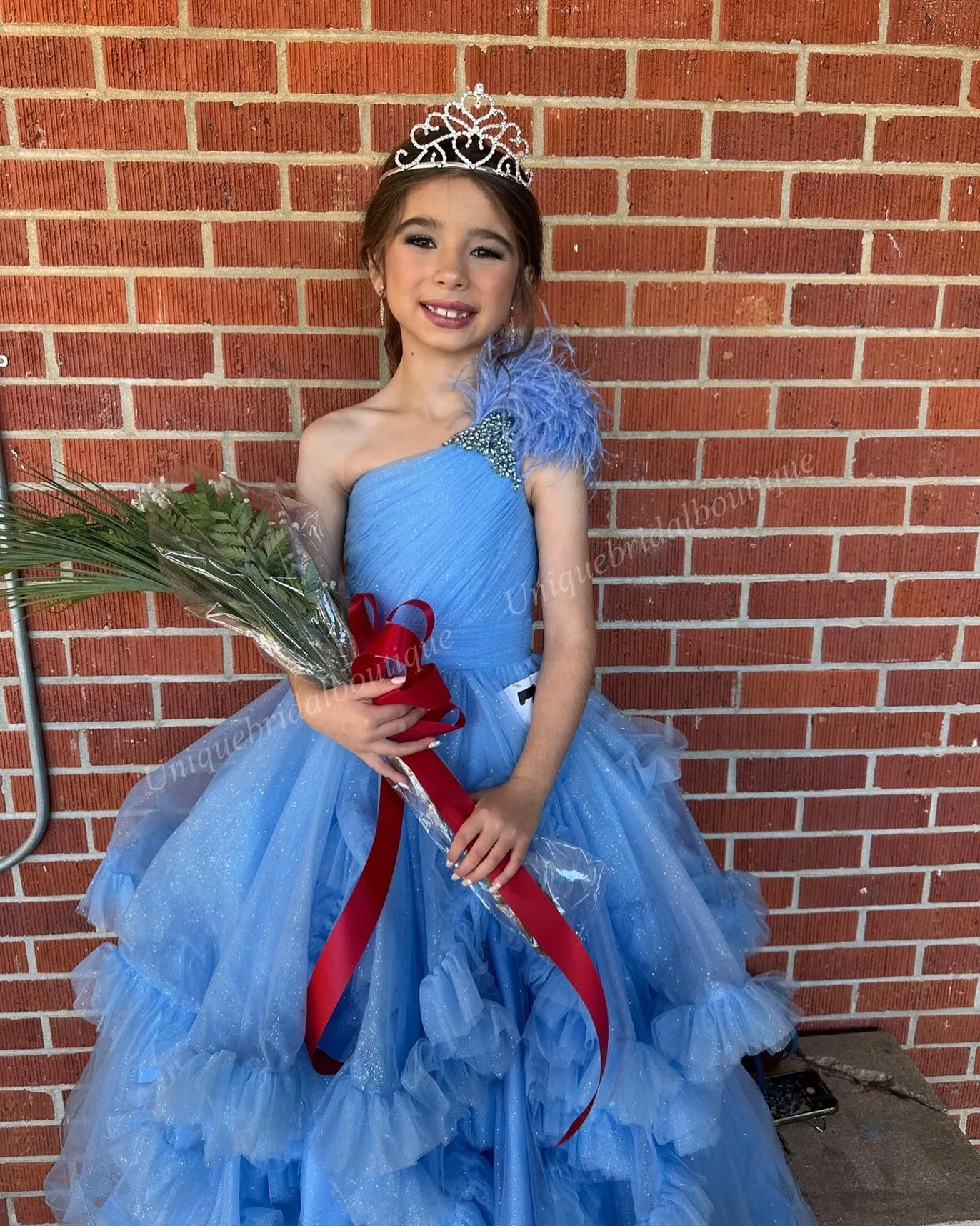 2025 Lilac Power Blue One Shoulder Lavender Pageant Dress For Preteen ...