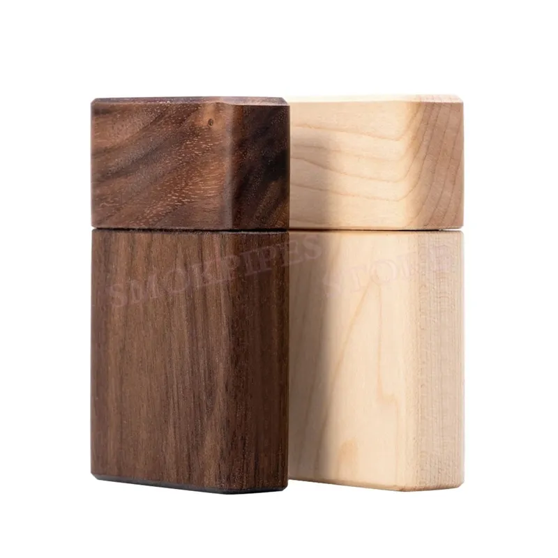 Natural Wood Dugout One Hitter Pipe Storage Box Case Kit Portable ...