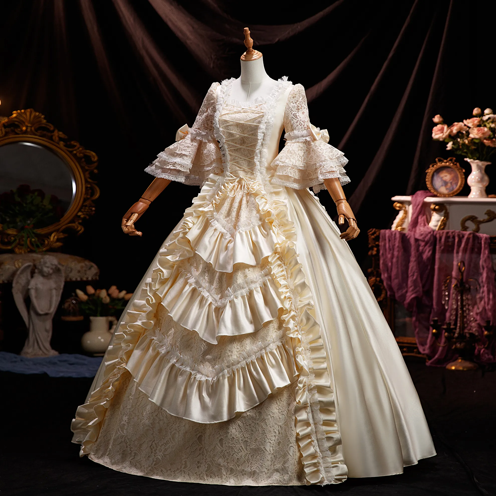 Renaissance Style Medieval Ball Gown With Embellishments For Evening ...