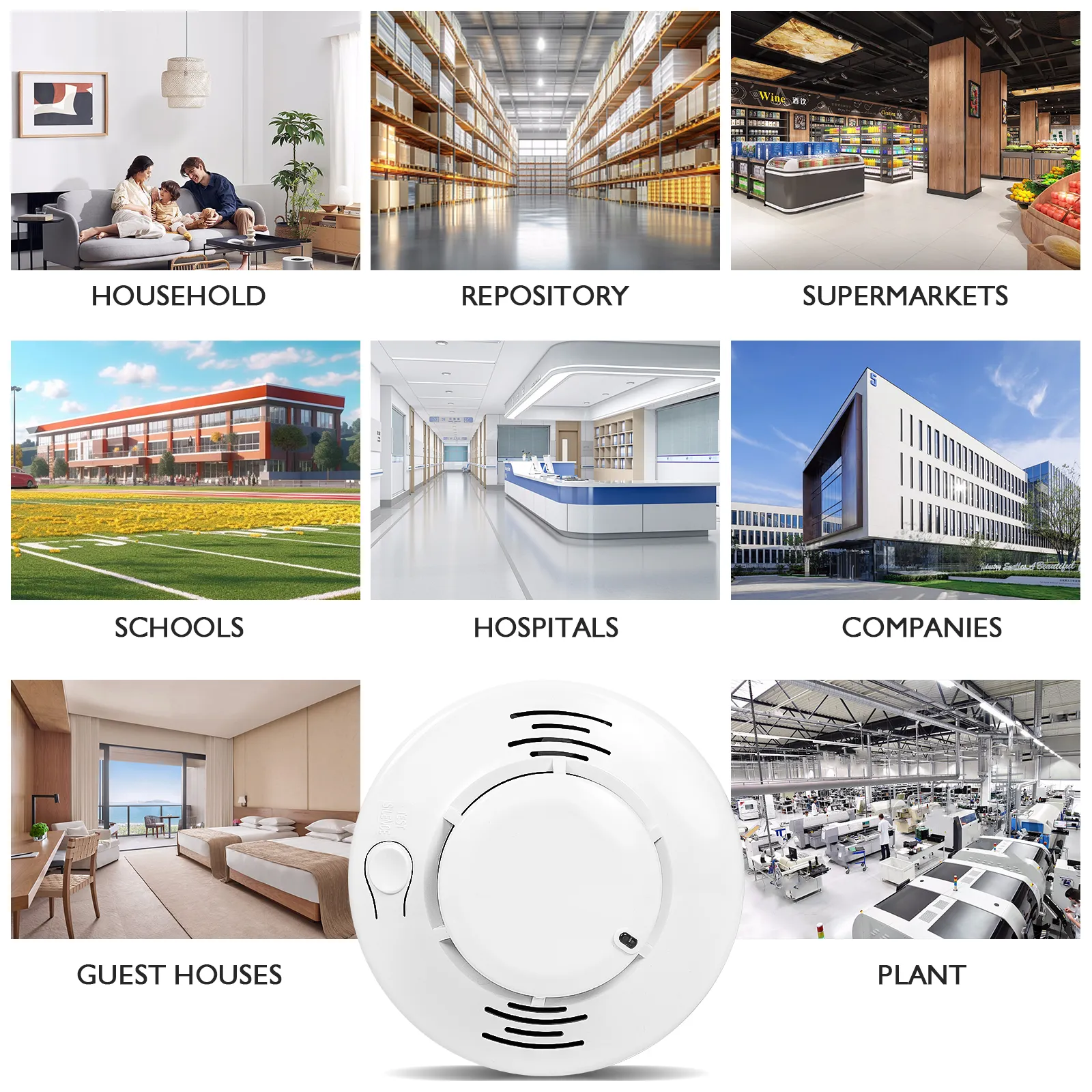 Multi Floor Compatible Smoke Alarm: Ceiling Sensor Fire Safety Alert ...