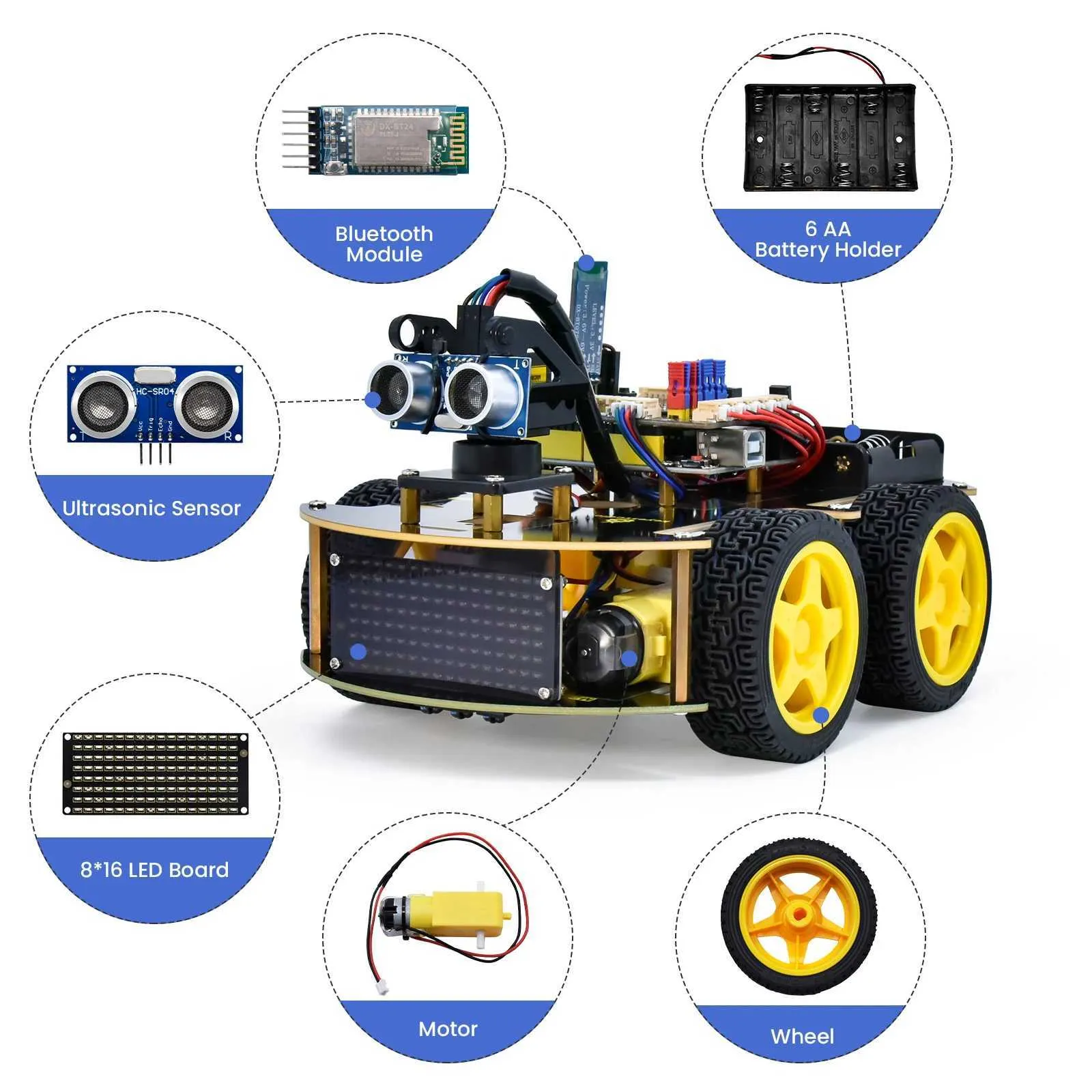 Keyestudio 4WD Multi Bt Smart Car Para El Kit Arduino Robot Actualizado V2.0 Con Pantalla LED ...