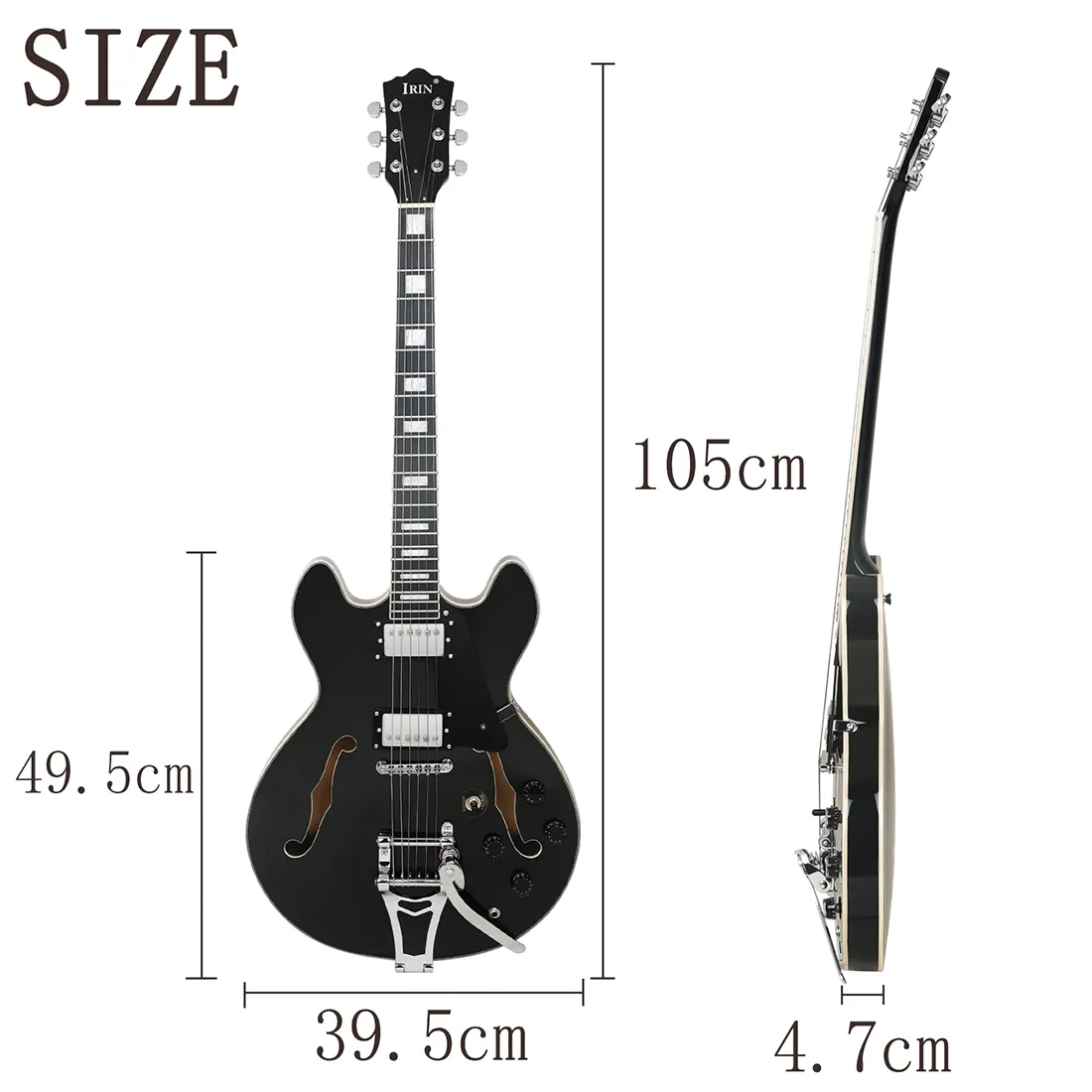 Guitarra Eléctrica IRIN JS 520 Pro Jazz Cuerpo Hueco Con Orificio F Con Diapasón De Nácar De 22 ...