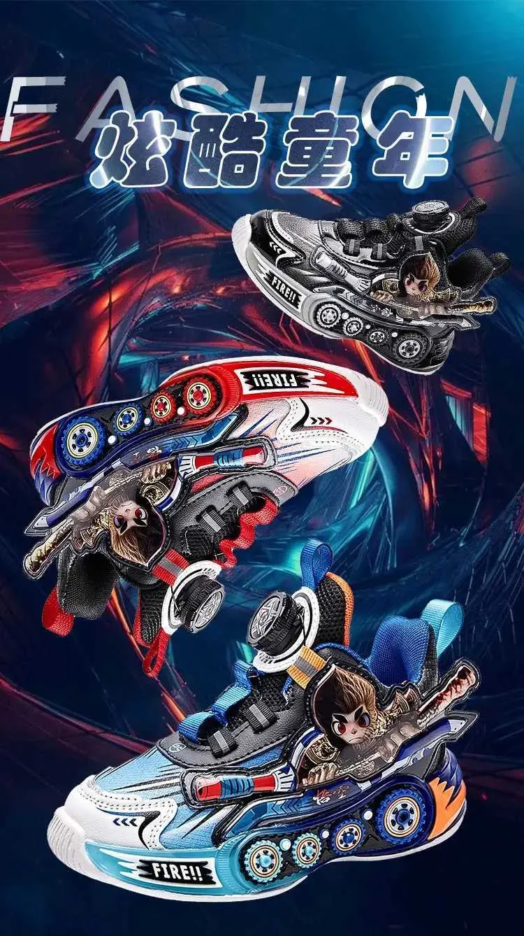 Cartoon Sneakers For Boys New 2025 Design With Rotary Button Closure ...